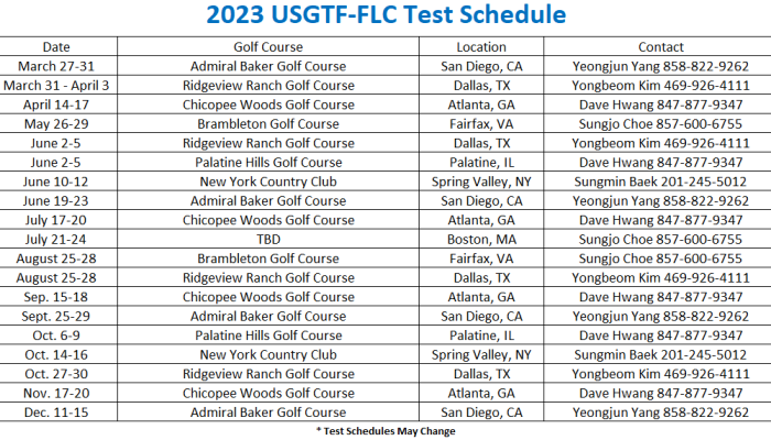 FLC Updated Schedule - United States Golf Teachers Federation